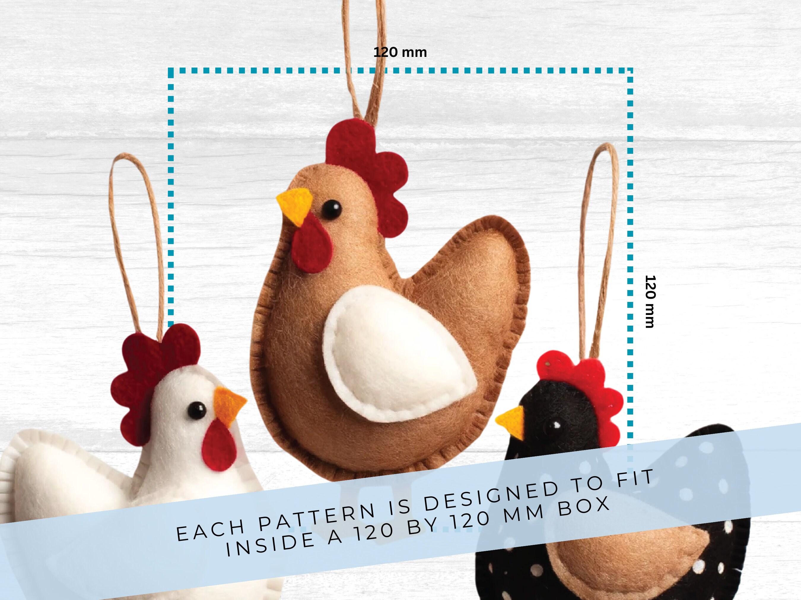 Felt Chicken, Hen or Rooster Animal Pattern: Create Adorable Decor ...