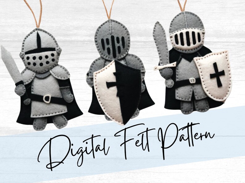 DIY Medieval Felt Ornament Pattern: King, Queen, Knight, Dragon (PDF ...