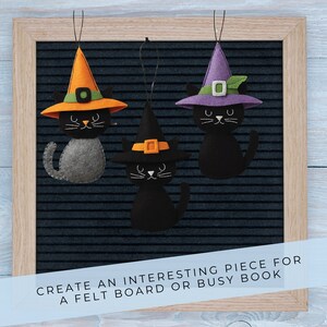 Black Cat in Witch's Hat Felt Pattern Digital Template: Craft Your Own ...