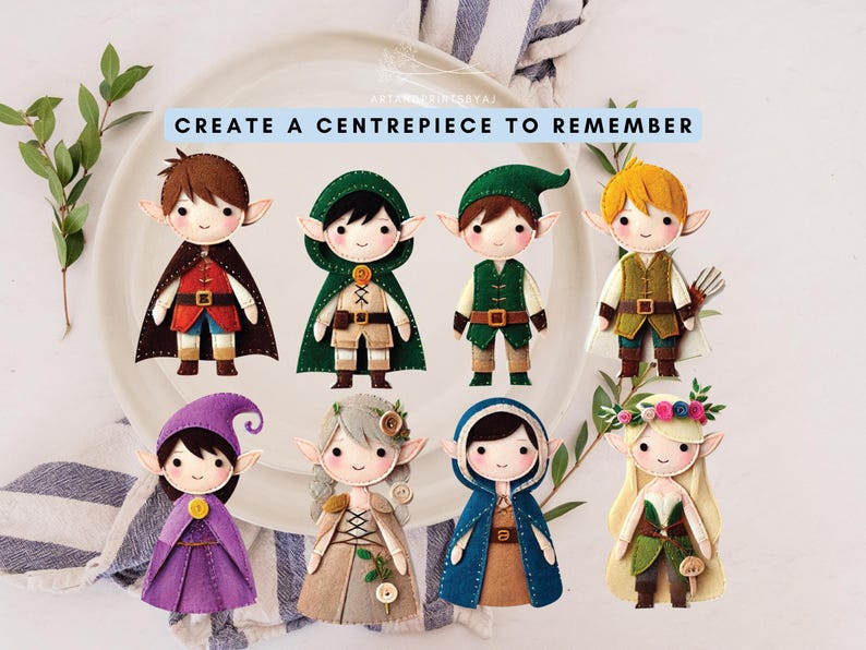 Felt Elf Ornaments Pattern: DIY Medieval Christmas Decor (digital ...