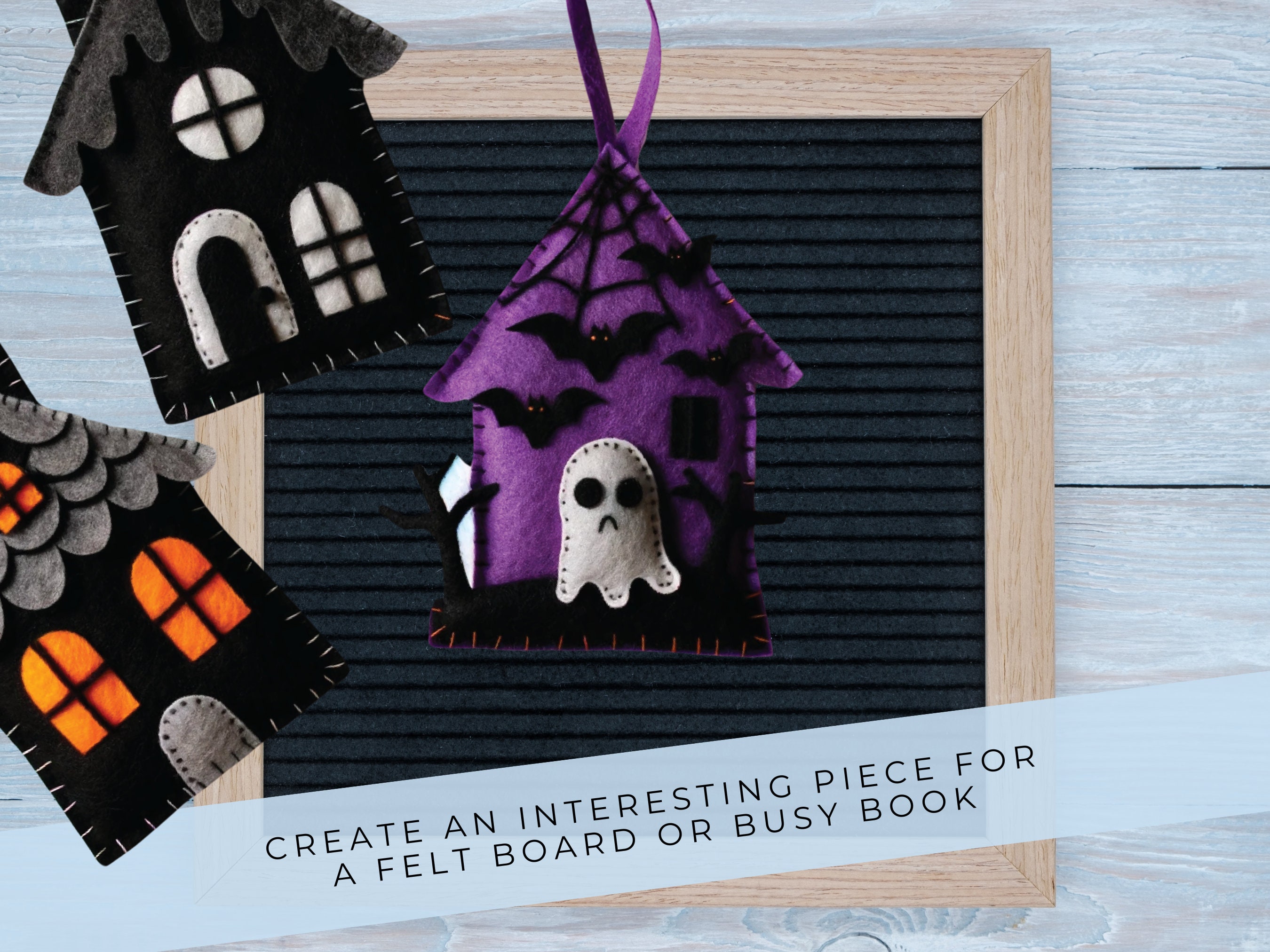 Felt Haunted House Pattern DIY Halloween Craft for Ornaments, Garlands ...