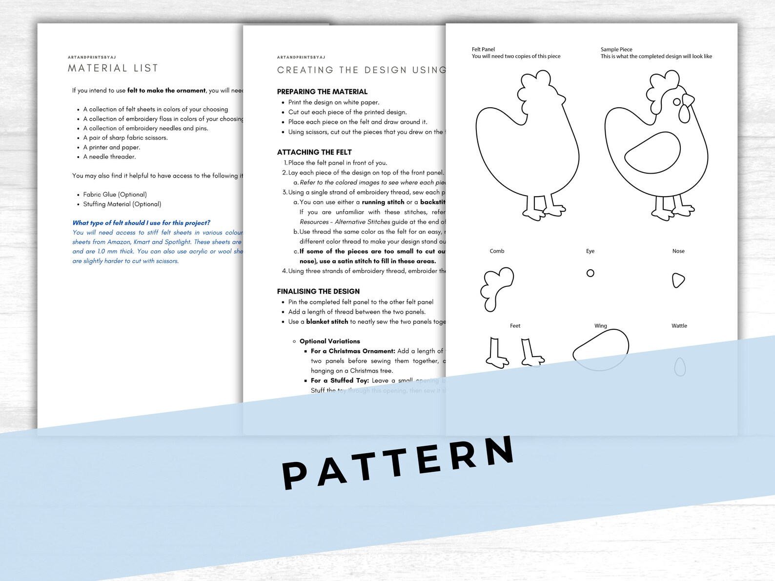 Felt Chicken, Hen or Rooster Animal Pattern: Create Adorable Decor ...