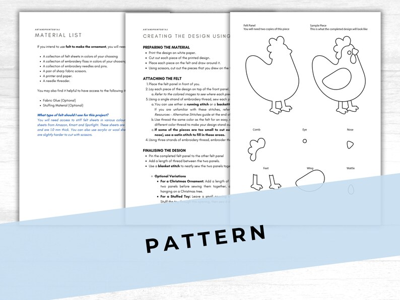 Felt Chicken, Hen or Rooster Animal Pattern: Create Adorable Decor ...