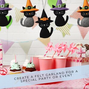 Black Cat in Witch's Hat Felt Pattern Digital Template: Craft Your Own ...