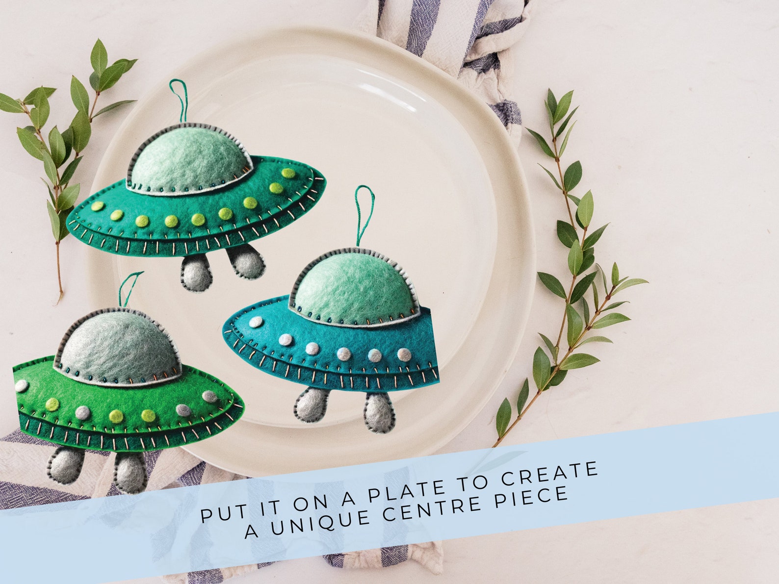 DIY Felt Alien Spaceship UFO Pattern Versatile Craft Sewing Project for ...