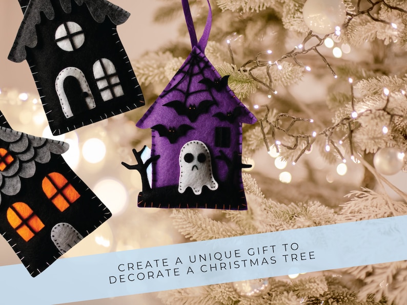 Felt Haunted House Pattern: DIY Halloween Ornaments (PDF Pattern ...