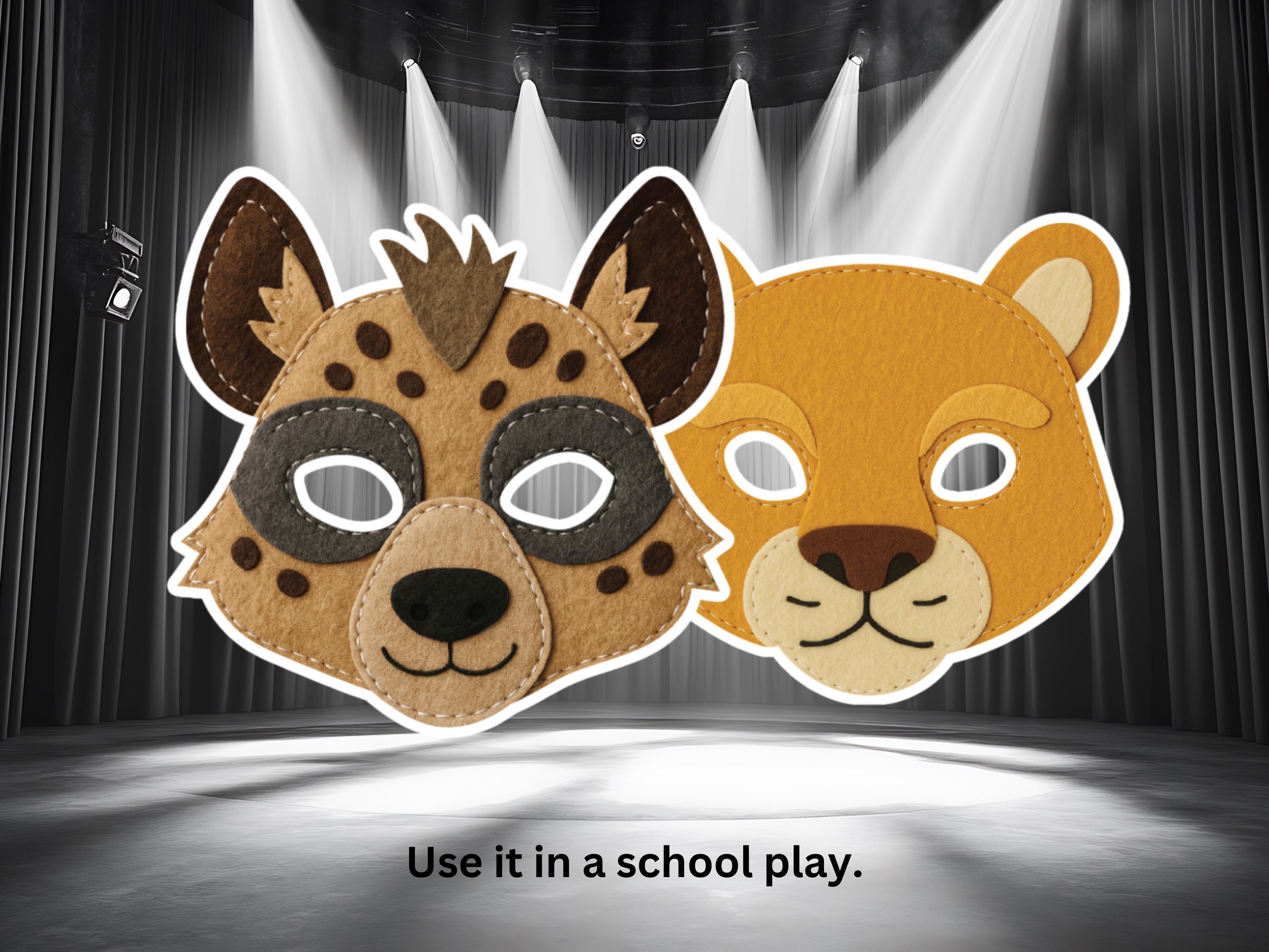 Felt Safari Animal Mask Patterns: Printable Masks & Sewing Kit (PDF ...