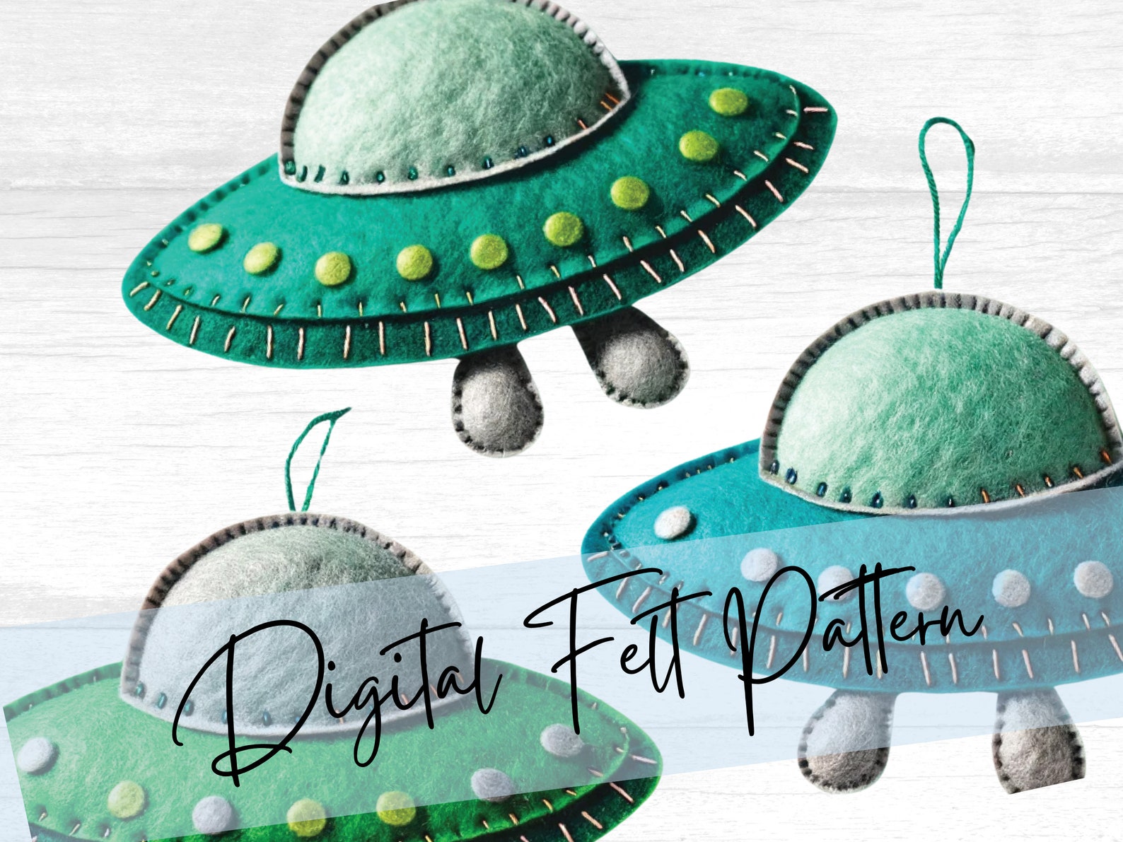 Space-themed DIY Felt Ornaments: Sun, Moon, Rocket, Alien UFO ...