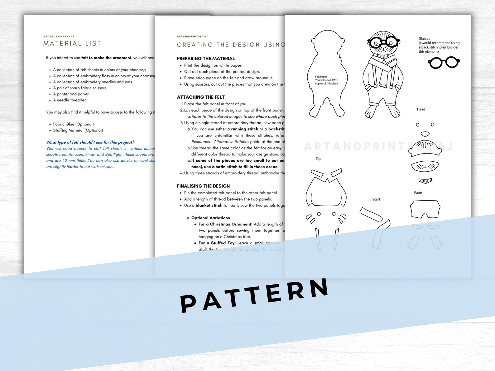 Stylish Otter Felt Pattern Digital Template: Craft Your Own Fashionable ...
