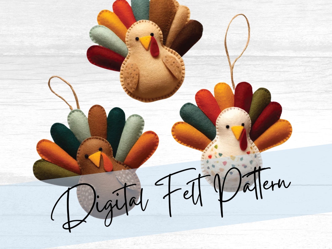 DIY Felt Turkey Pattern Versatile Thanksgiving Sewing Craft Project for ...