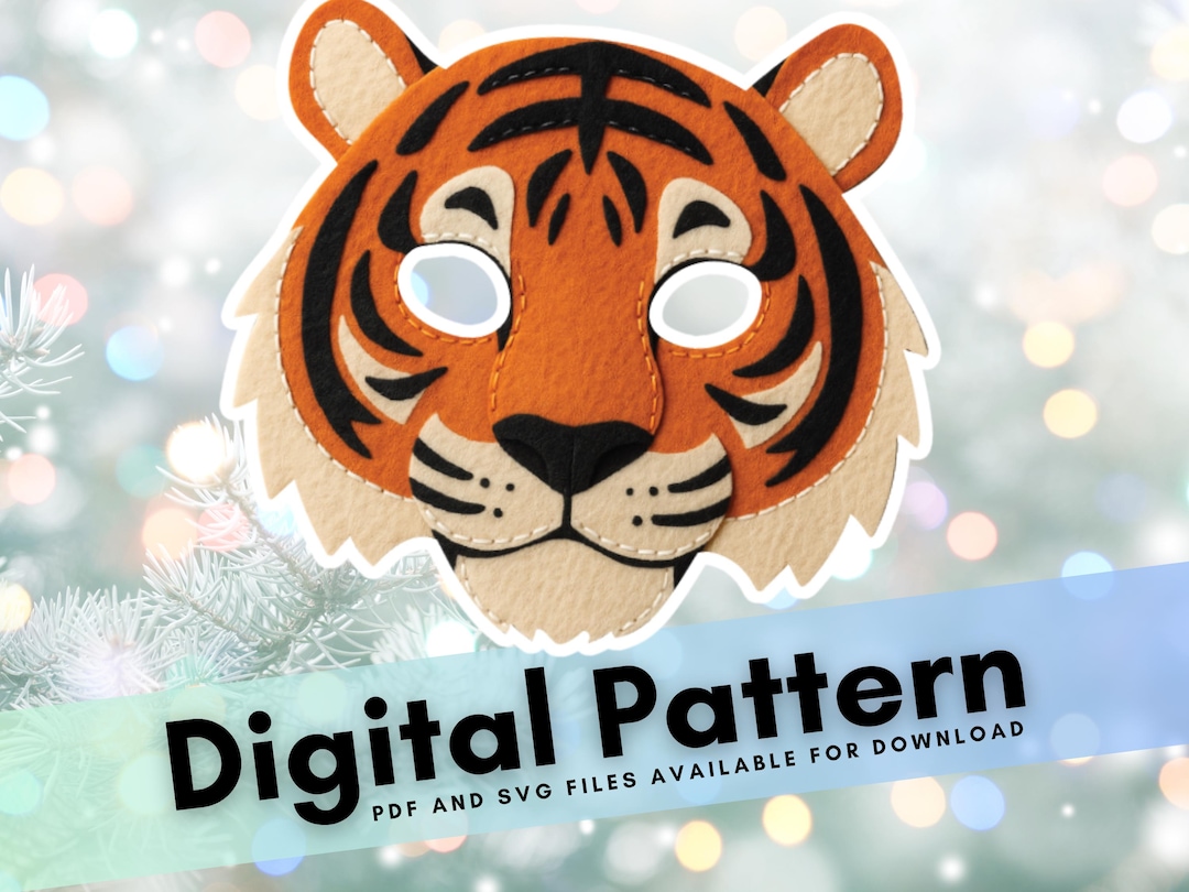 DIY Felt Tiger Mask Halloween Dress up | PDF & SVG Sewing Template - Etsy