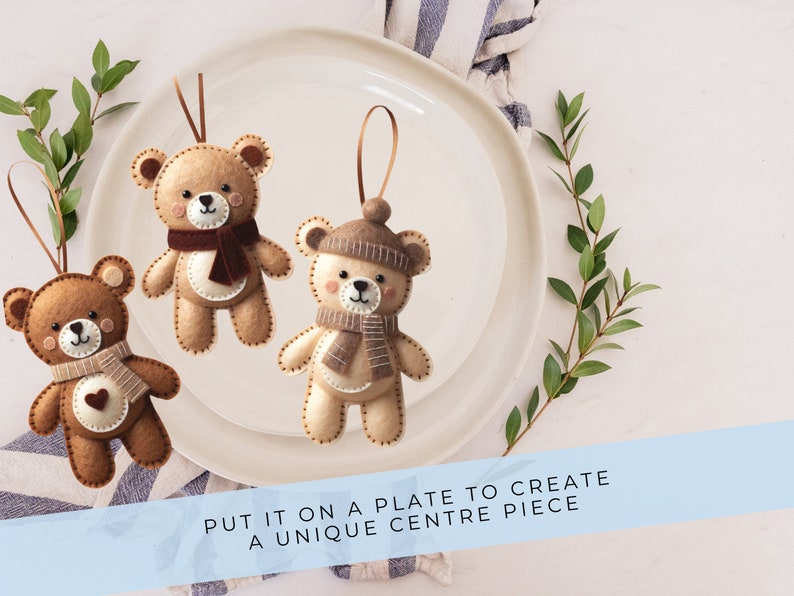 Felt Teddy Bear in Scarf Pattern Digital Template: Craft Your Own Cozy ...