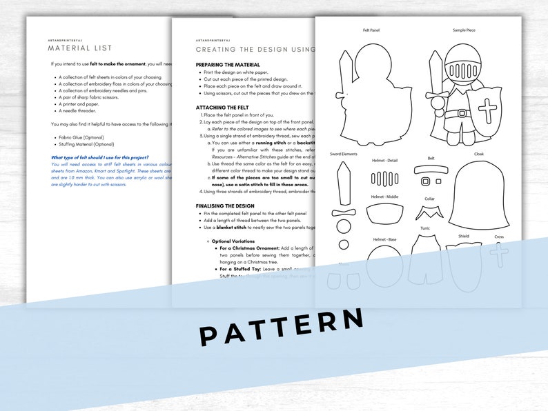 Felt Knight Ornament Pattern: DIY Christmas Decor (digital Download) - Etsy