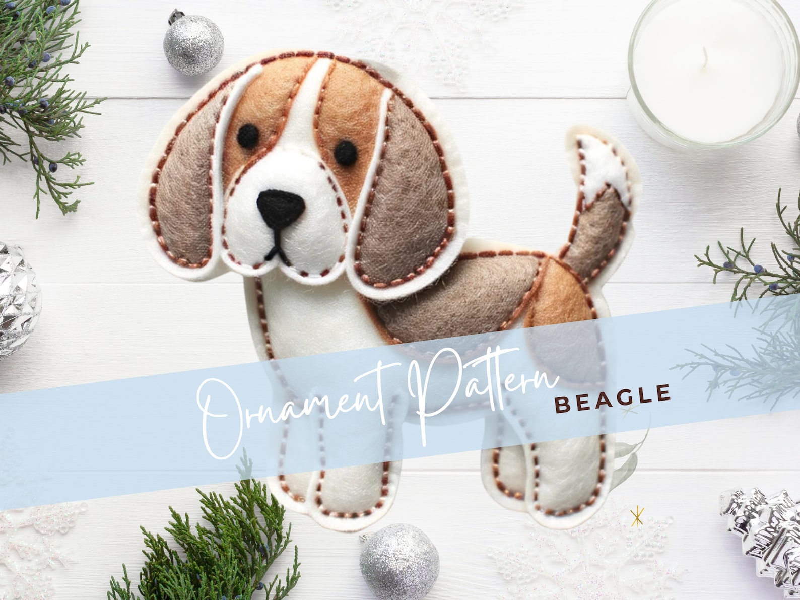 DIY Felt Beagle Ornament: Hand Embroidery Pattern (instant Download PDF ...