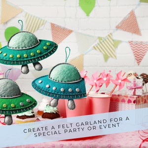 DIY Felt Alien Spaceship Pattern: UFO Ornament, Garland, Quiet Book ...