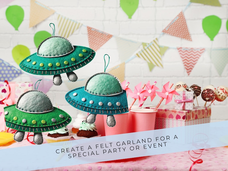 DIY Felt Alien Spaceship UFO Pattern Versatile Craft Sewing Project for ...