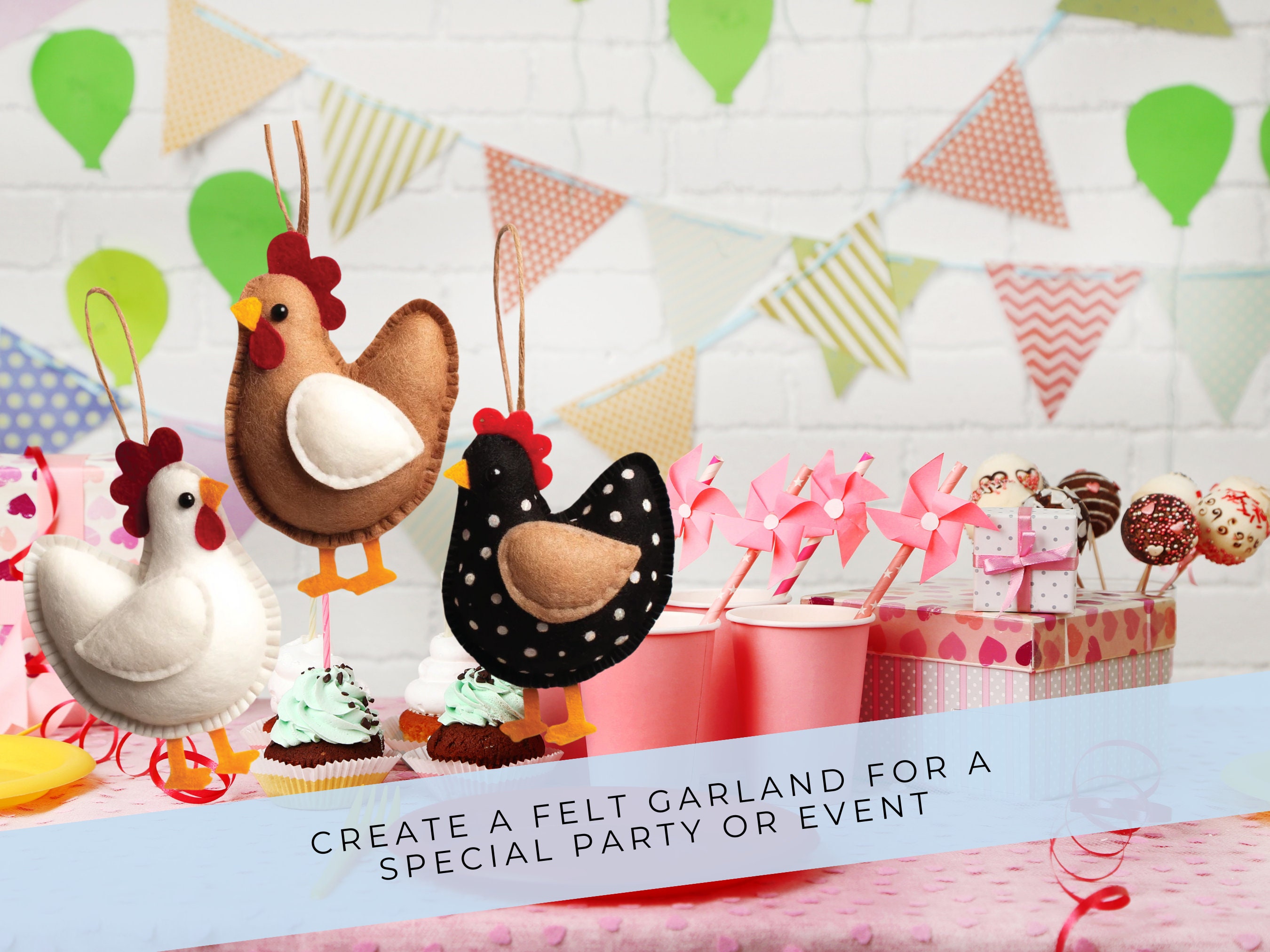 Felt Chicken, Hen or Rooster Animal Pattern: Create Adorable Decor ...