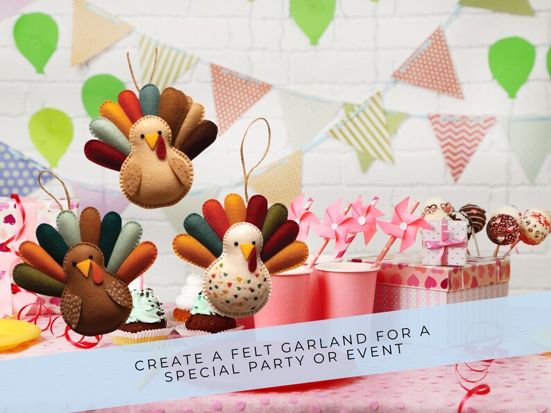 DIY Felt Turkey Pattern Versatile Thanksgiving Sewing Craft Project for ...