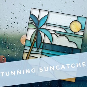 Tropical Beach Scene Stained Glass Pattern - DIY PDF Guide for Creating ...