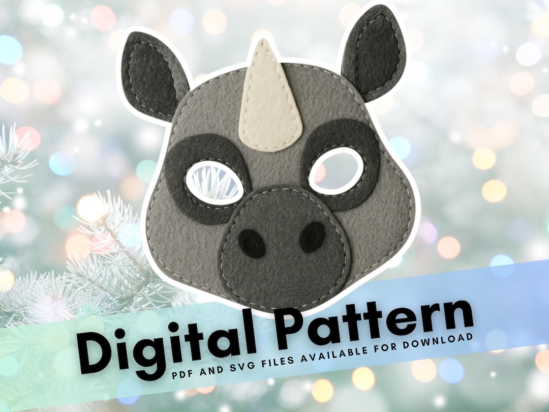 DIY Felt Rhino Mask Pattern | Kids Costume (PDF & SVG) - Etsy