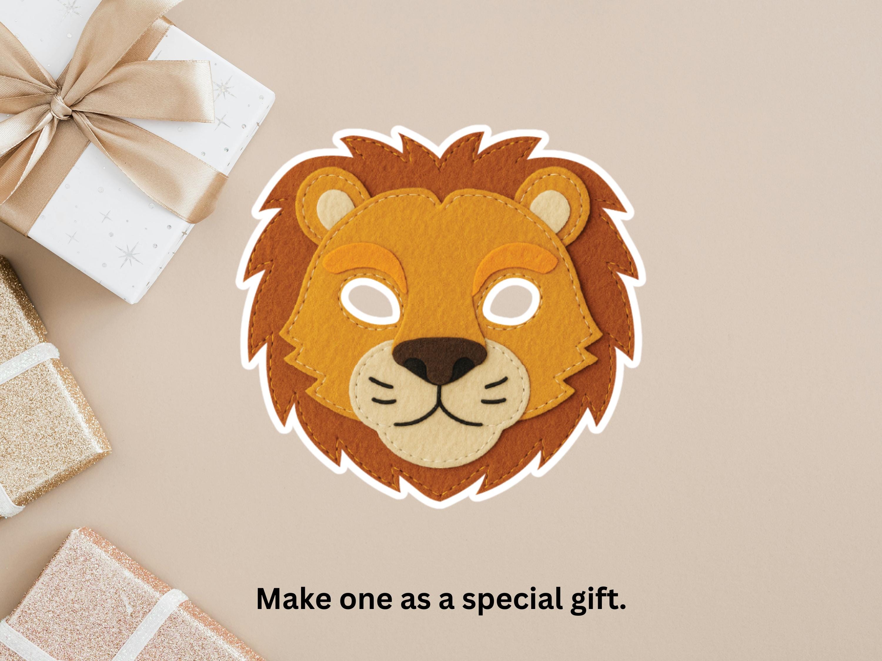 Felt Safari Animal Mask Patterns: Printable Masks & Sewing Kit (PDF ...