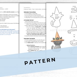 Black Cat in Witch's Hat Felt Pattern Digital Template: Craft Your Own ...