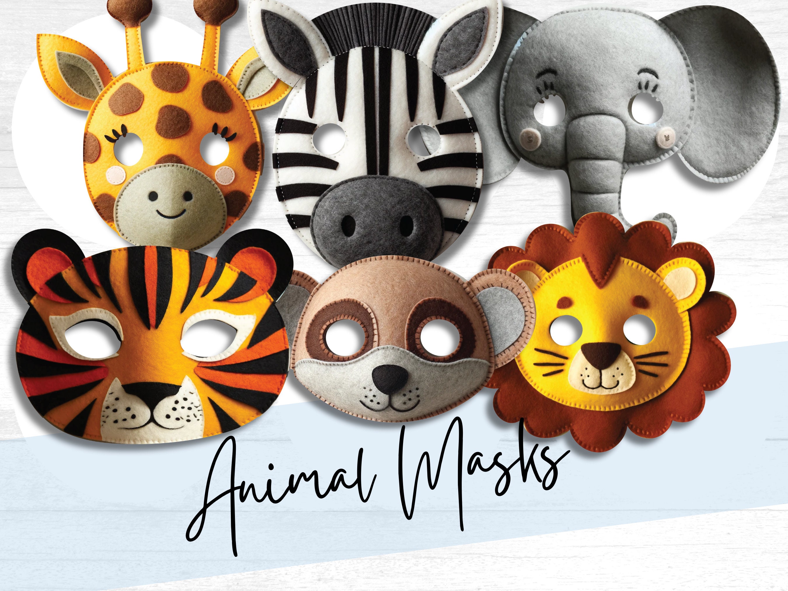 Felt Safari Animal Mask Patterns Printable Mask, Coloring Page & Felt ...