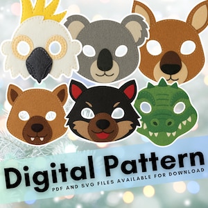 Felt Australian Animal Mask Patterns: Sewing Kit & Printable (PDF ...