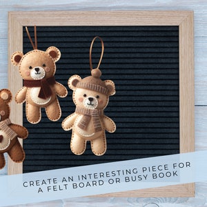 Felt Teddy Bear in Scarf Pattern Digital Template: Craft Your Own Cozy ...