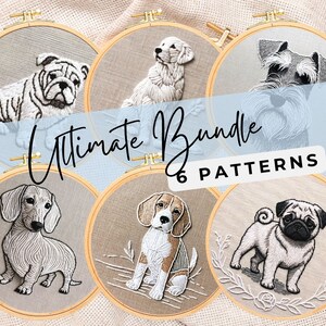 6-pack Dog Breed Embroidery Patterns Digital PDF Bundle Dachshund ...
