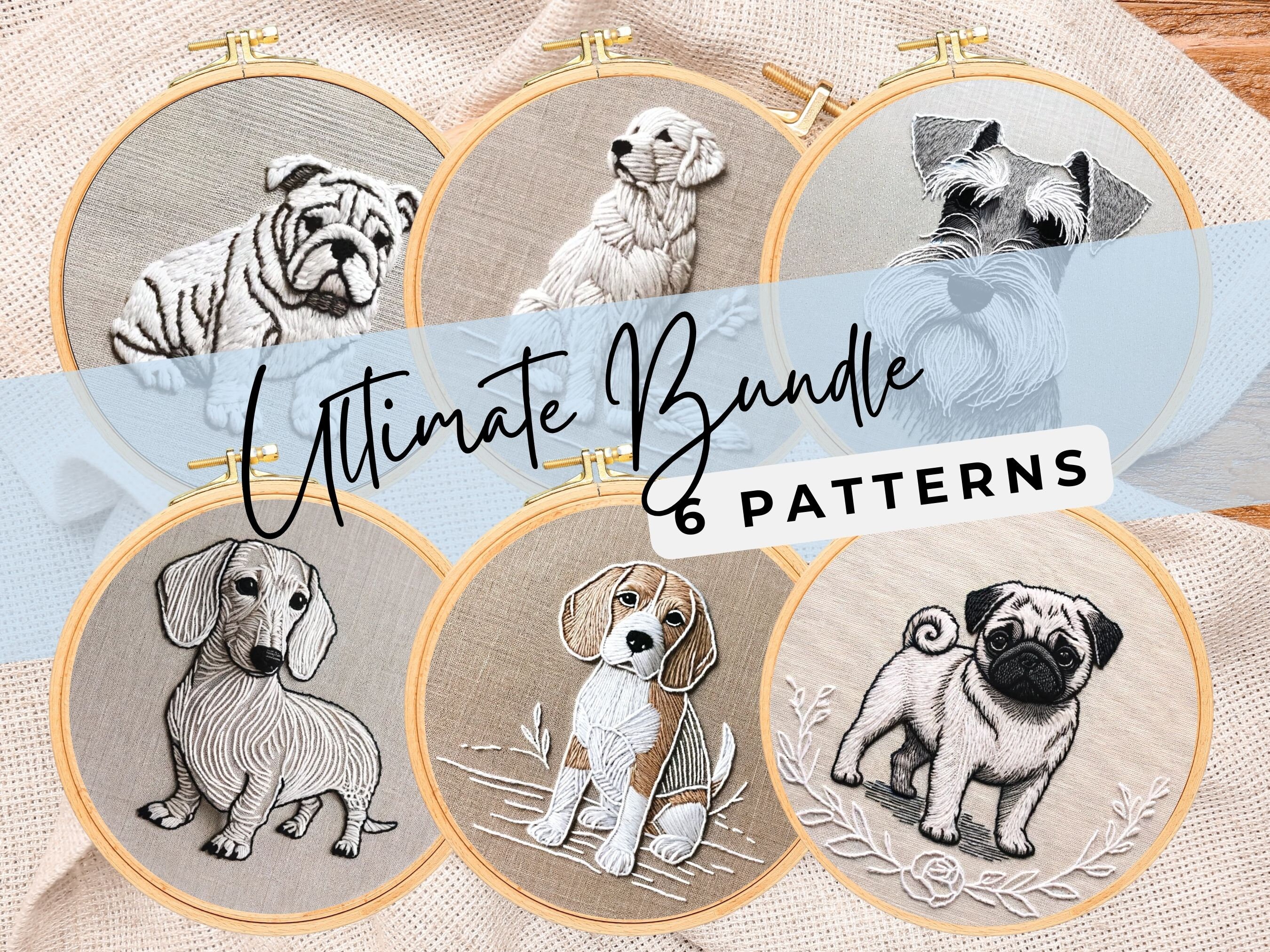 6-pack Dog Breed Embroidery Patterns Digital PDF Bundle Dachshund ...