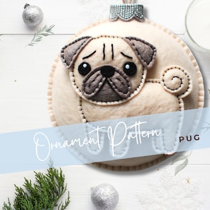 DIY Felt Pug Ornament: Hand Embroidery Pattern (instant Download PDF ...