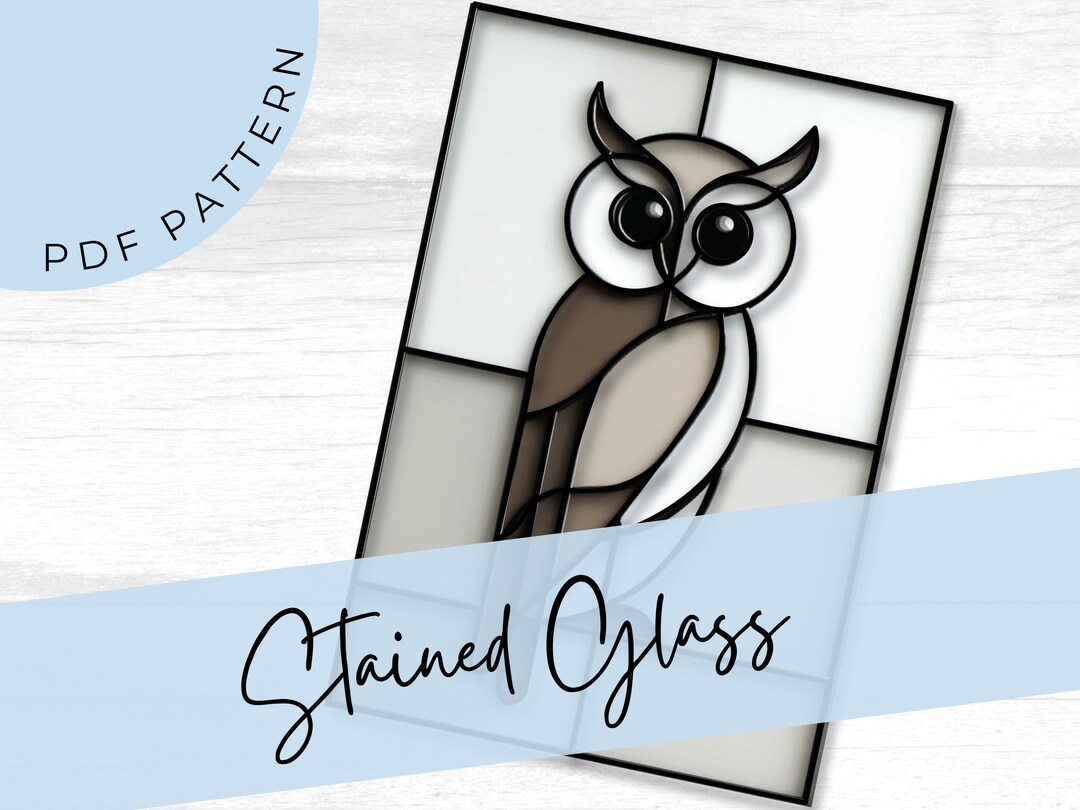 Owl Stained Glass Pattern DIY PDF Guide for Stained Glass Window ...