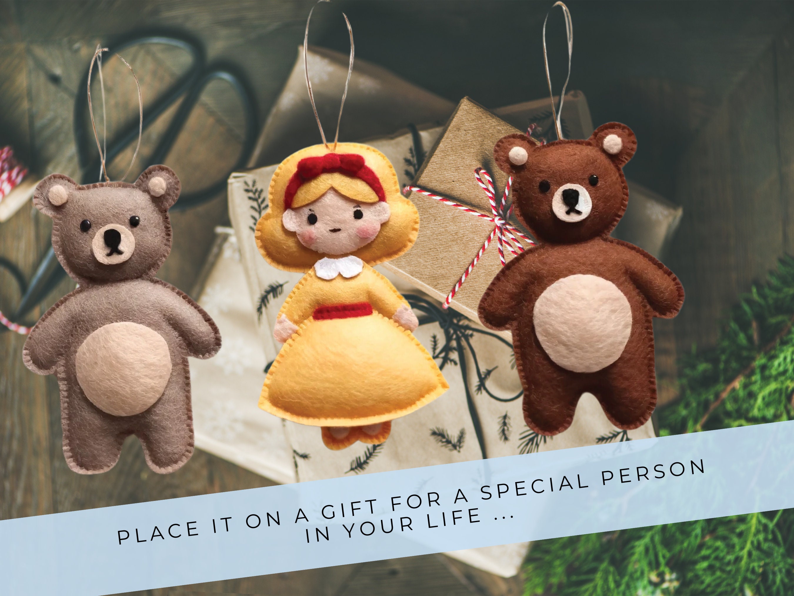 Felt Goldilocks and the Three Bears Pattern – DIY Christmas Ornaments ...