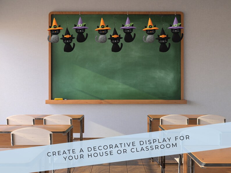 Black Cat in Witch's Hat Felt Pattern Digital Template: Craft Your Own ...