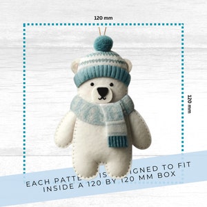 Polar Bear Felt Ornament Digital Pattern – DIY Felt Animal Pattern for ...