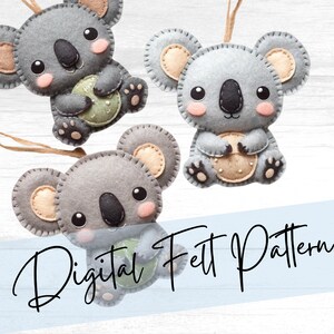 Felt Koala Digital Sewing Pattern for Quiet Books, Toys, and Australian ...