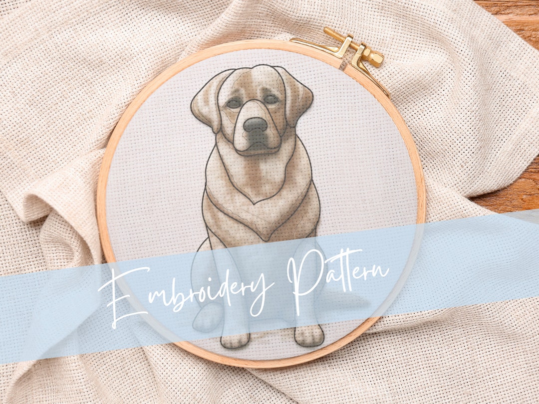 Labrador Retriever Embroidery Pattern and Tutorial for T-shirts, Wall ...