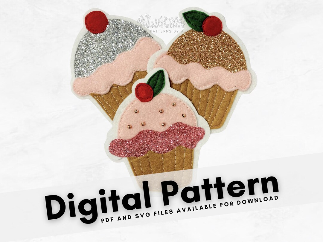 Felt Cupcake Sewing Pattern - DIY Craft Template and Tutorial for Quiet ...