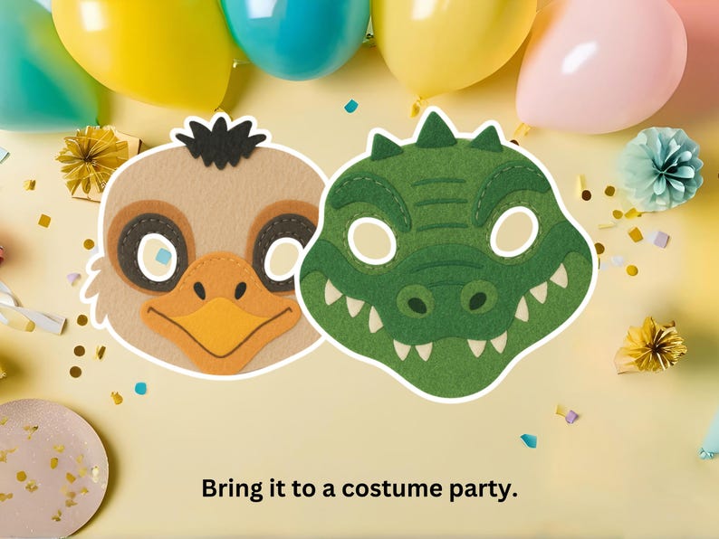 Felt Safari Animal Mask Patterns: Printable Masks & Sewing Kit (PDF ...