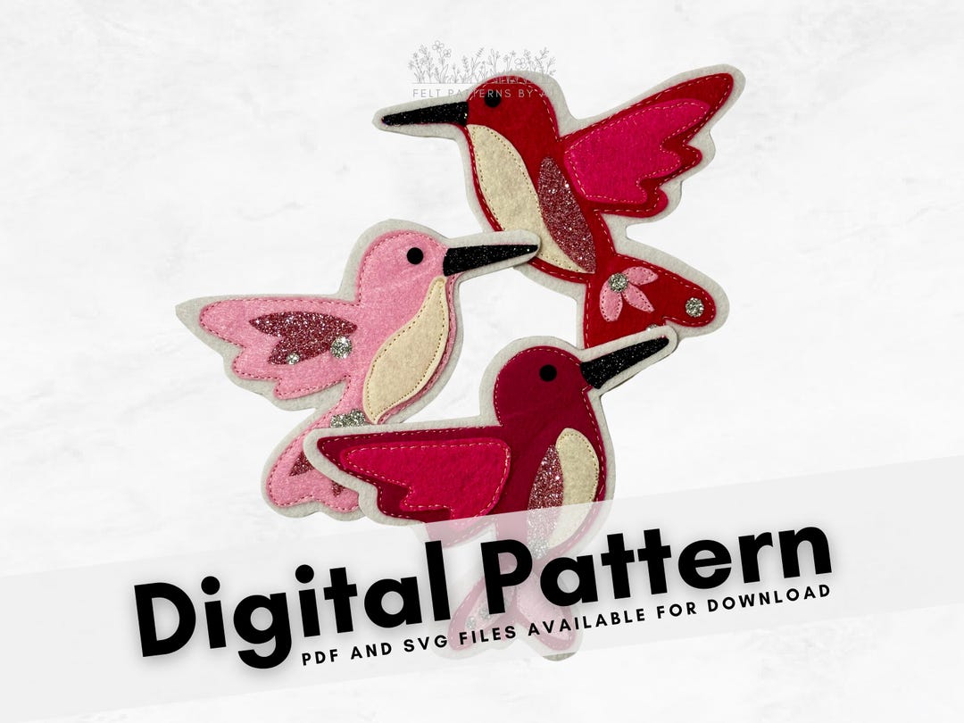 Felt Hummingbird Pattern - DIY Craft Project for Ornaments, Garlands ...