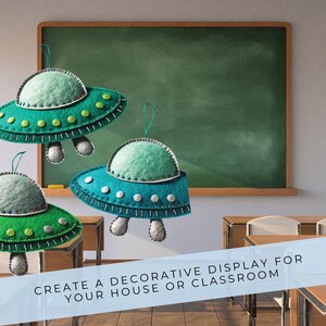 DIY Felt Alien Spaceship Pattern: UFO Ornament, Garland, Quiet Book ...