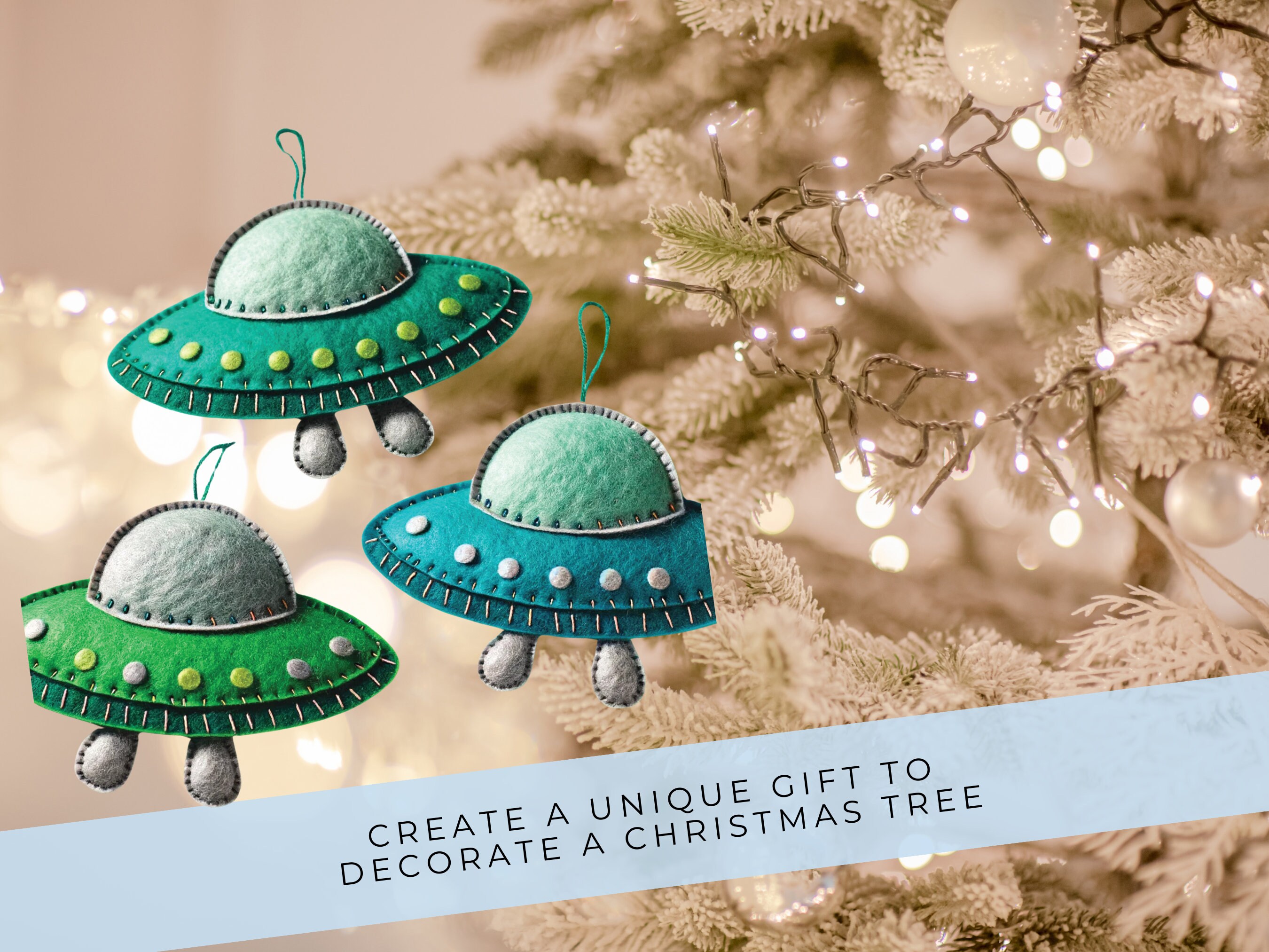 DIY Felt Alien Spaceship UFO Pattern Versatile Craft Sewing Project for ...