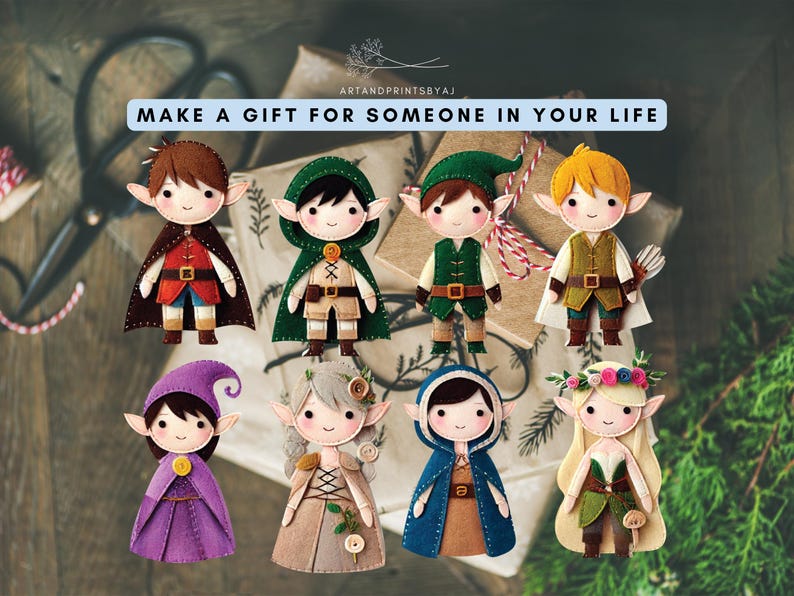 Felt Elf Ornaments Pattern: DIY Medieval Christmas Decor (digital ...