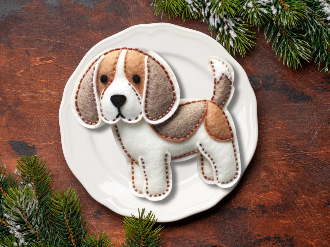 DIY Felt Beagle Ornament: Hand Embroidery Pattern (instant Download PDF ...