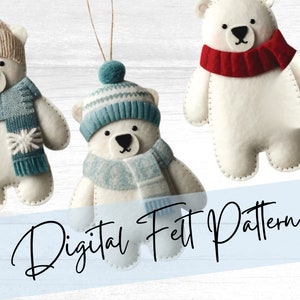 Polar Bear Felt Ornament Digital Pattern DIY Felt Animal Pattern for ...