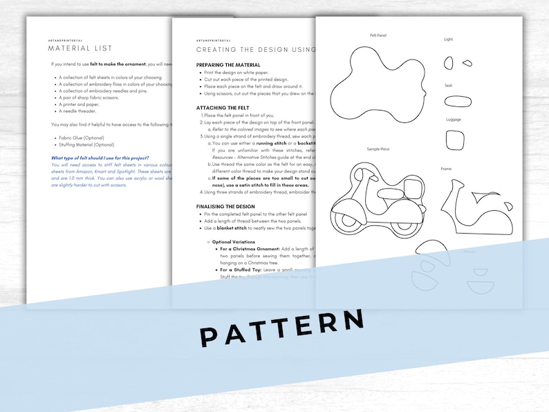 Felt Scooter Digital Sewing Pattern for Quiet Books, Toys, and Felt ...