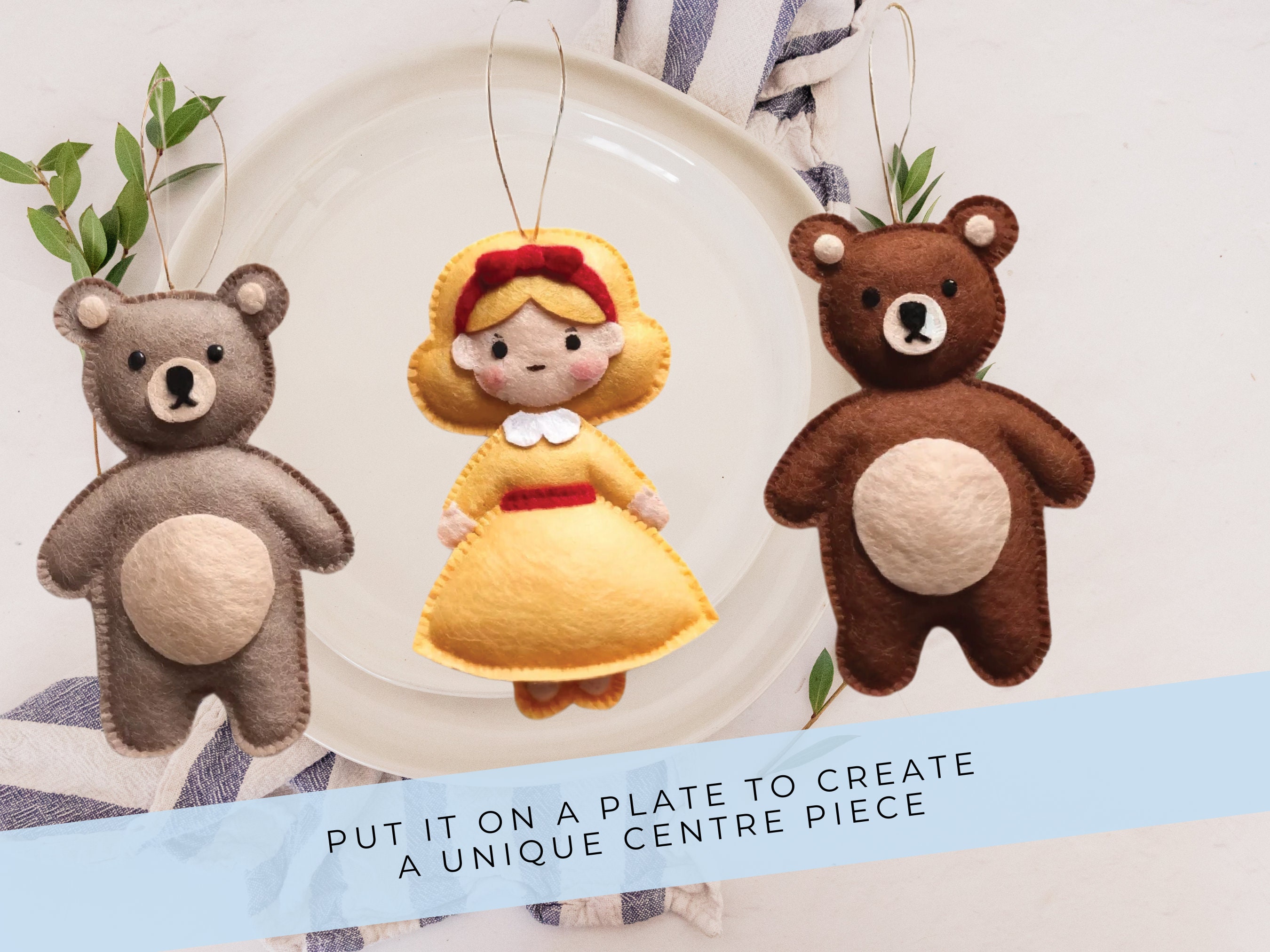Felt Goldilocks and the Three Bears Pattern – DIY Christmas Ornaments ...