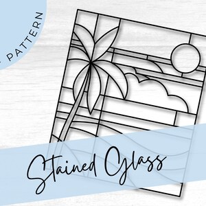 Tropical Beach Scene Stained Glass Pattern - DIY PDF Guide for Creating ...