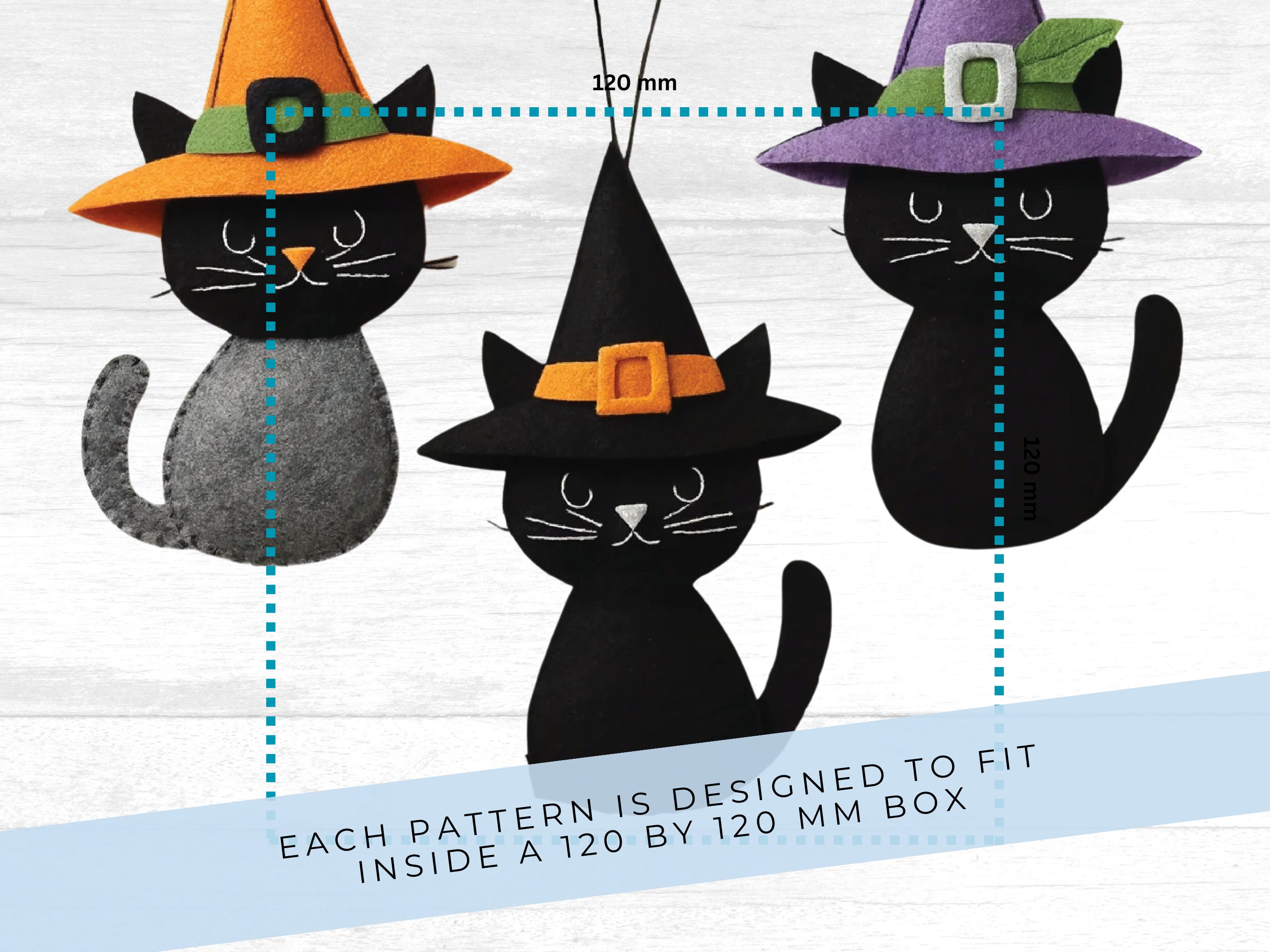 Black Cat in Witch's Hat Felt Pattern Digital Template: Craft Your Own ...